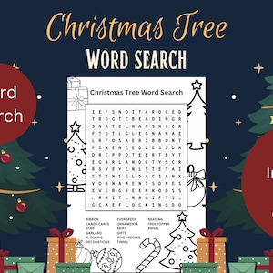 Printable Christmas Tree Word Search Puzzle Coloring Page for Kids and ...