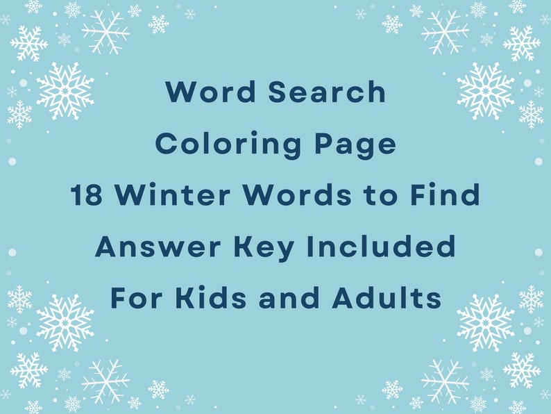 Printable Winter Word Search Puzzle Coloring Page for Kids and Adults ...