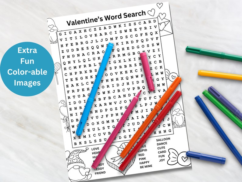 Valentine Word Search Puzzle Printable Valentine Day Word Search ...