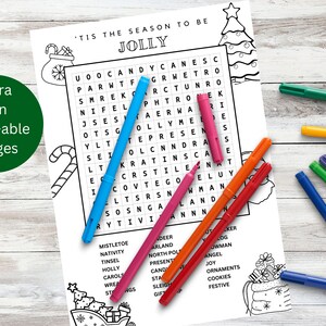 Printable Christmas Word Search Puzzle Coloring Page for Kids and ...
