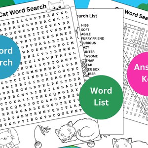 Printable Cat Word Search Puzzle for Kids and Adults, Fun Word Game for ...