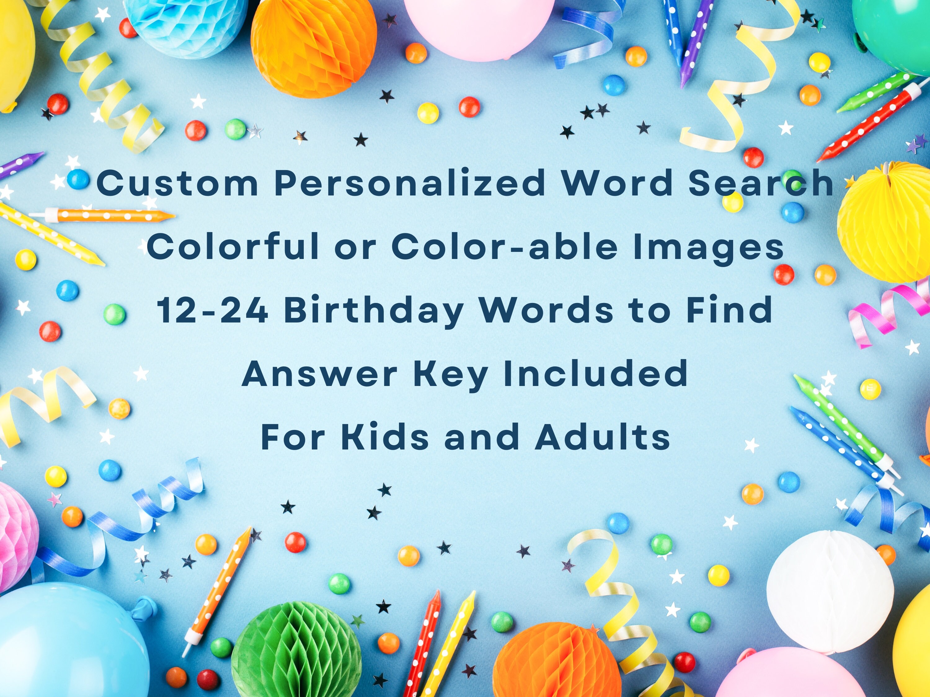Printable Custom Personalized Birthday Word Search Puzzle for Kids and ...