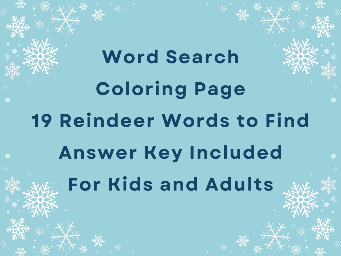 Printable Santa's Reindeer Word Search Puzzle Coloring Page Christmas ...