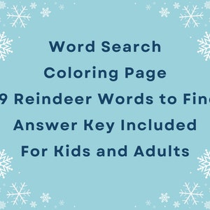 Printable Santa's Reindeer Word Search Puzzle Coloring Page Christmas ...