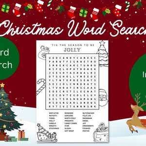 Printable Christmas Word Search Puzzle Coloring Page for Kids and ...