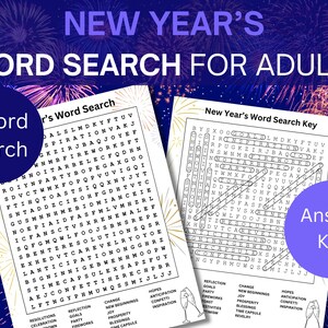 Printable New Year Word Search Puzzle Page for Adults and Teens, Fun ...