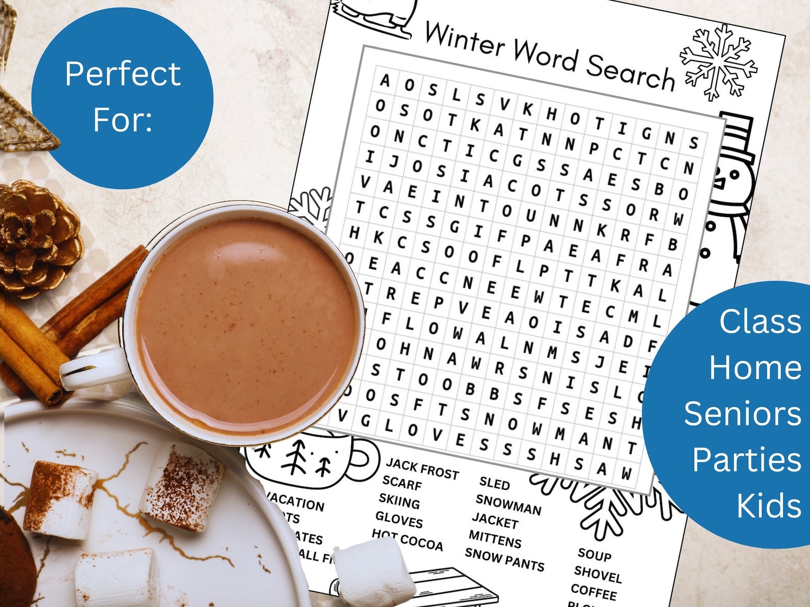 Printable Winter Word Search Puzzle Coloring Page for Kids and Adults ...