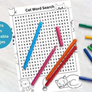 Printable Cat Word Search Puzzle for Kids and Adults, Fun Word Game for ...