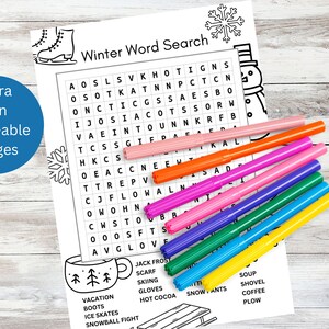 Printable Winter Word Search Puzzle Coloring Page for Kids and Adults ...