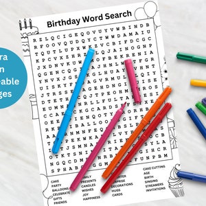 Printable Birthday Word Search Puzzle Coloring Page for Kids and Adults ...
