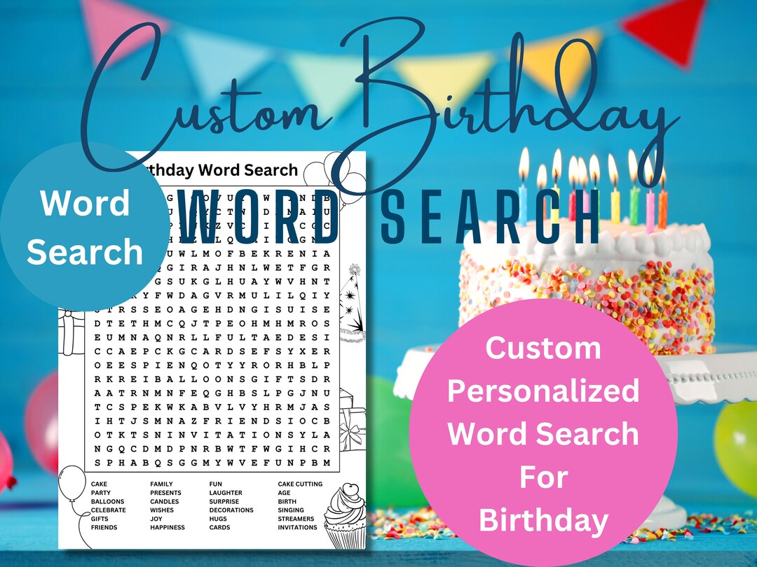 Printable Custom Personalized Birthday Word Search Puzzle for Kids and ...