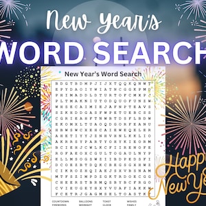 Printable New Year's Word Search Puzzle for Kids and Adults, Fun Word ...