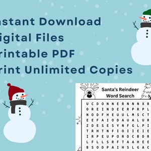 Printable Santa's Reindeer Word Search Puzzle Coloring Page Christmas ...