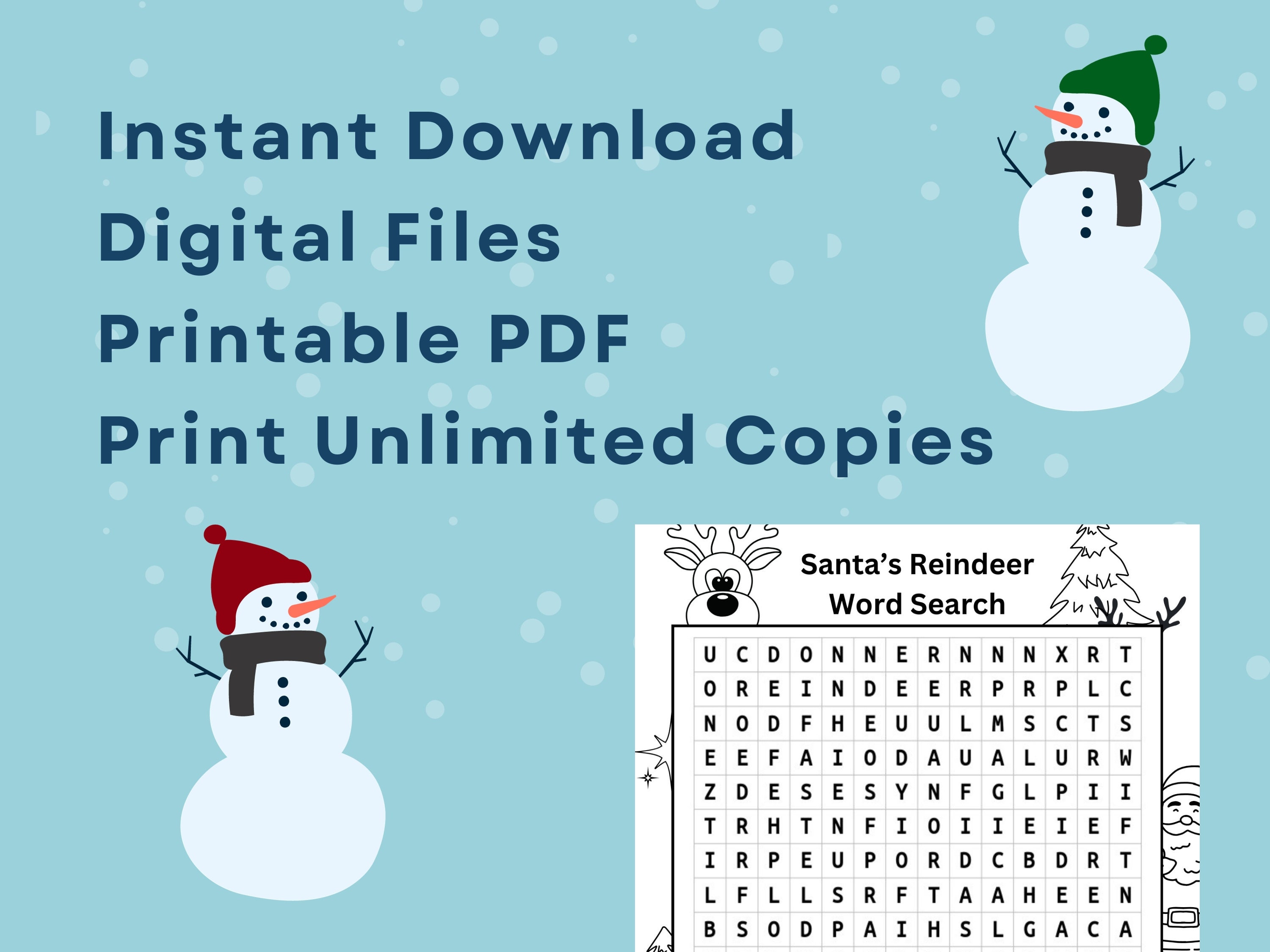 Printable Santa's Reindeer Word Search Puzzle Coloring Page Christmas ...