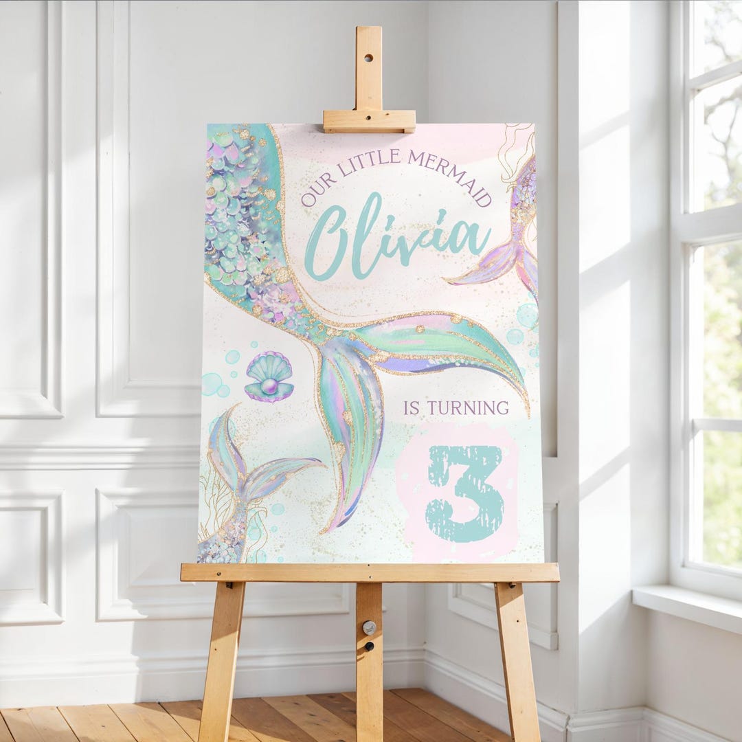 Mermaid Birthday Welcome Sign Under the Sea Birthday Party Foam Board ...
