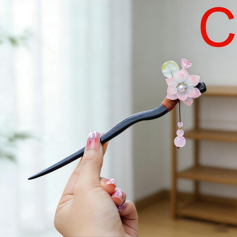 Vintage Wooden Floral Hair Stick,gift for Her/ Mom/ Sister,elegant Dark ...
