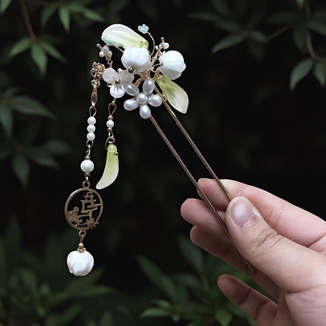 Dangle Flower Hair Sticks Lily of the Valley Metal Hanfu Pins,vintage ...