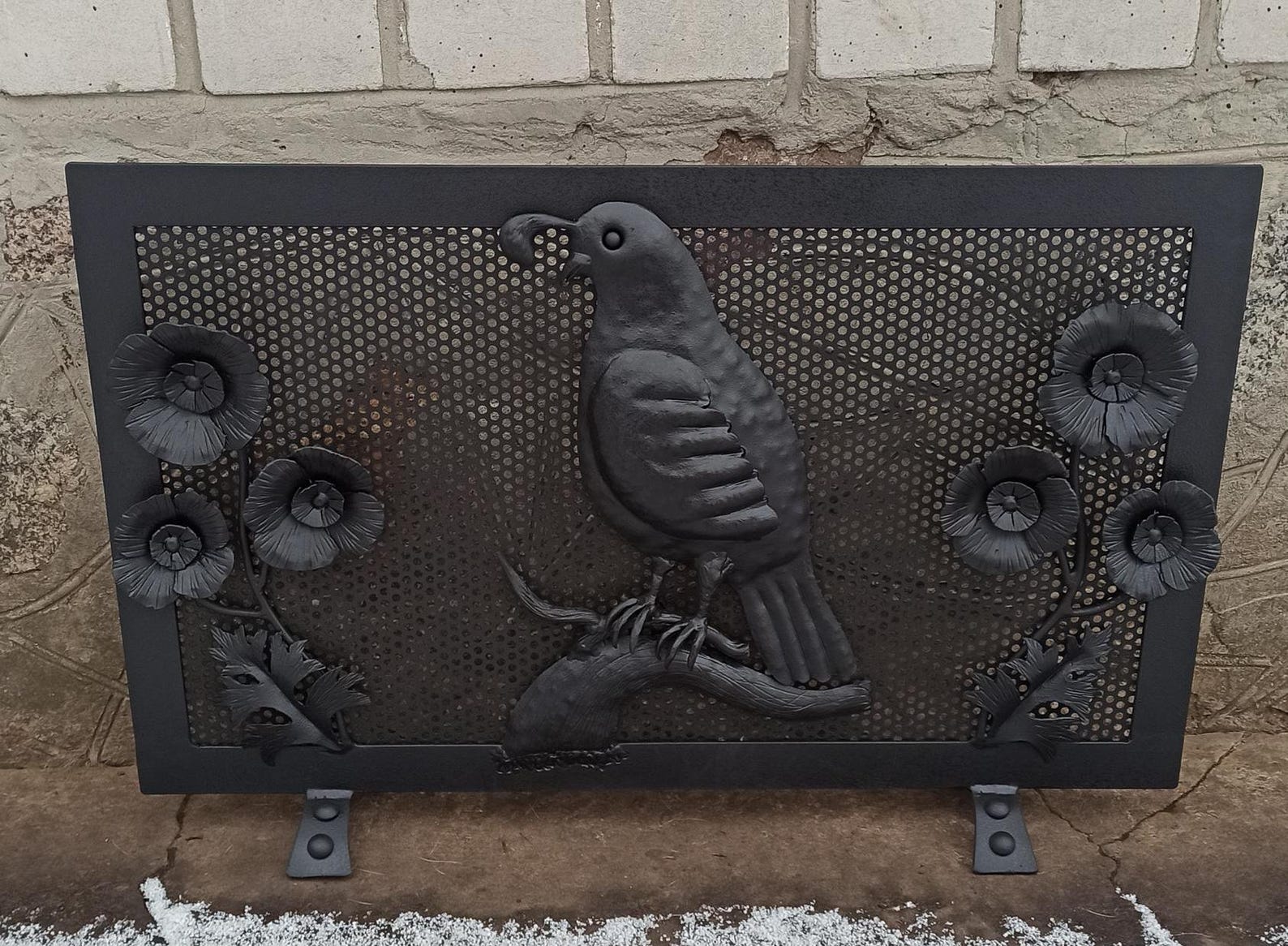 Fireplace Screen, Iron Gift, Fireplace Decor, Fireplace Grate, Iron ...