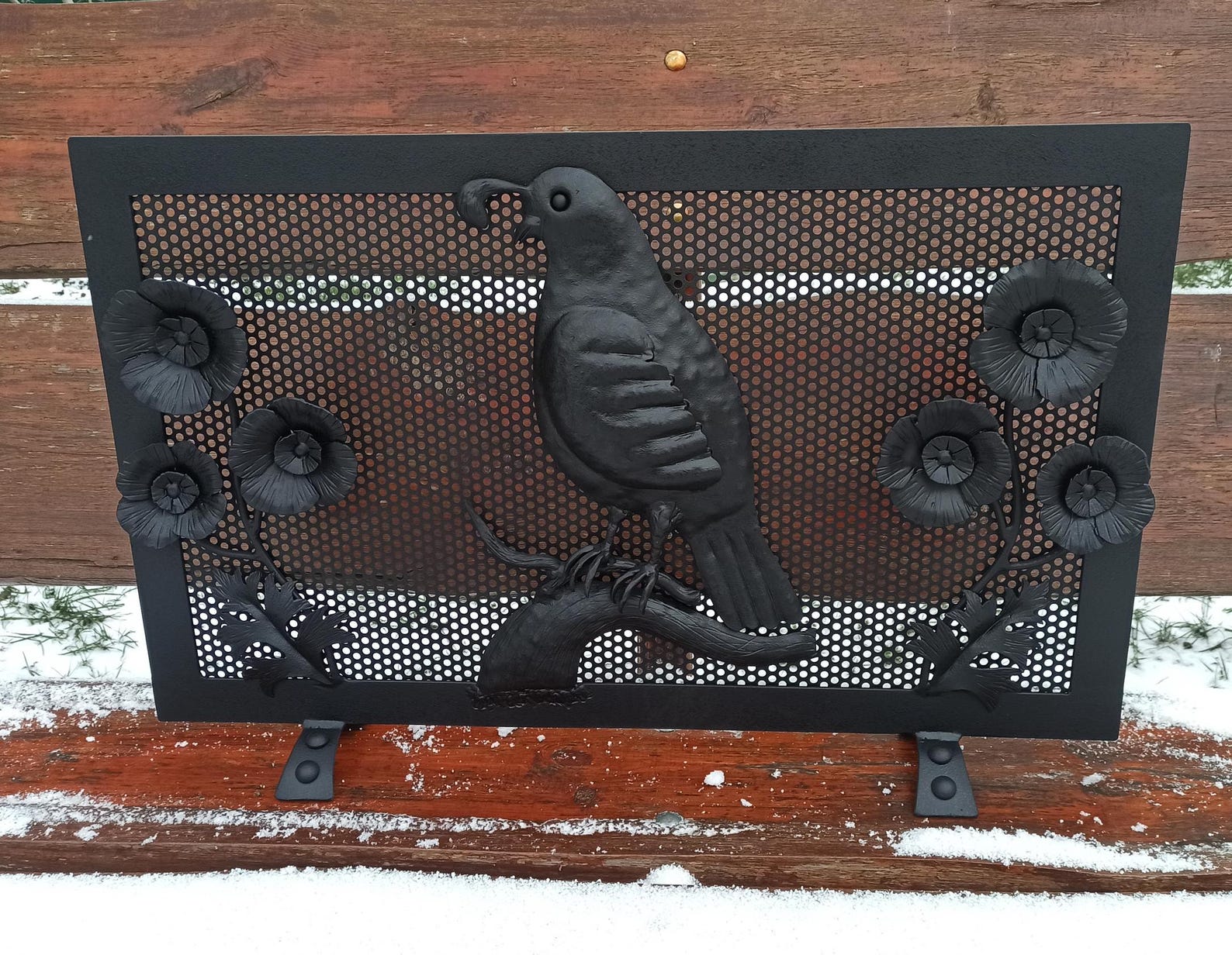 Fireplace Screen, Iron Gift, Fireplace Decor, Fireplace Grate, Iron ...