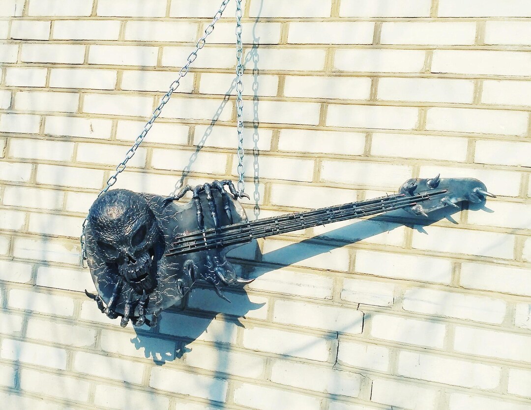 Custom Forged Steel Skull Guitar: Metal Rock Art - Etsy
