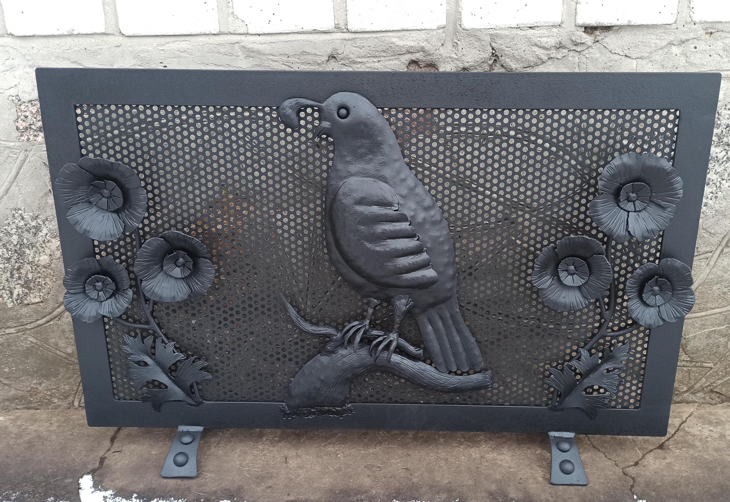 Fireplace Screen, Iron Gift, Fireplace Decor, Fireplace Grate, Iron ...