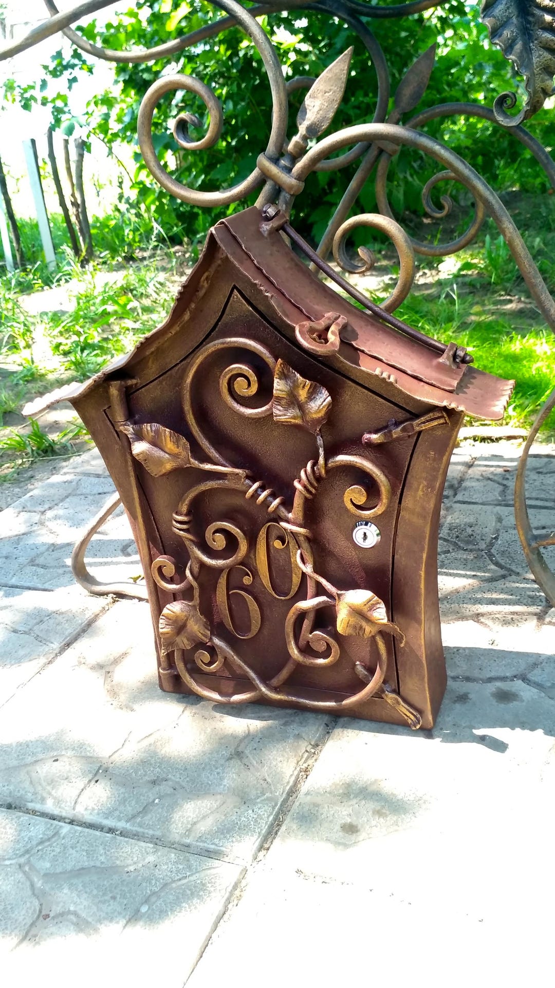 Handmade Forged Metal Mailbox With House Number: Elegant Home Decor - Etsy