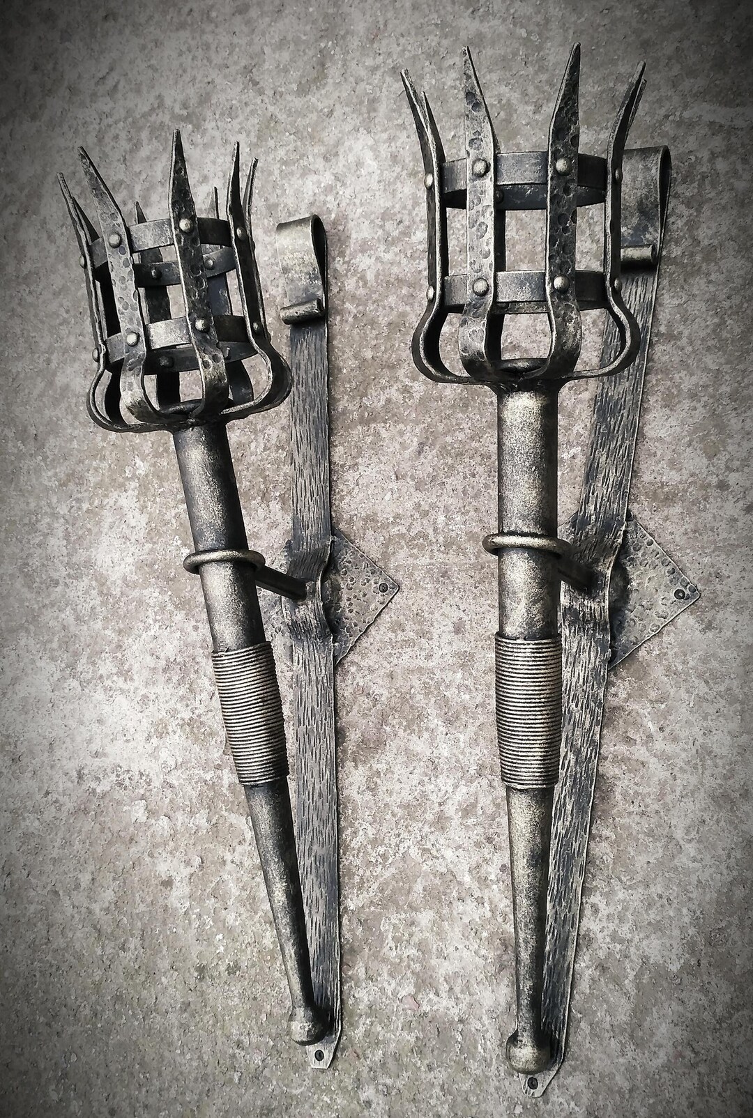 Handmade Medieval Torch Wall Sconce: Black Bronze Patina - Etsy