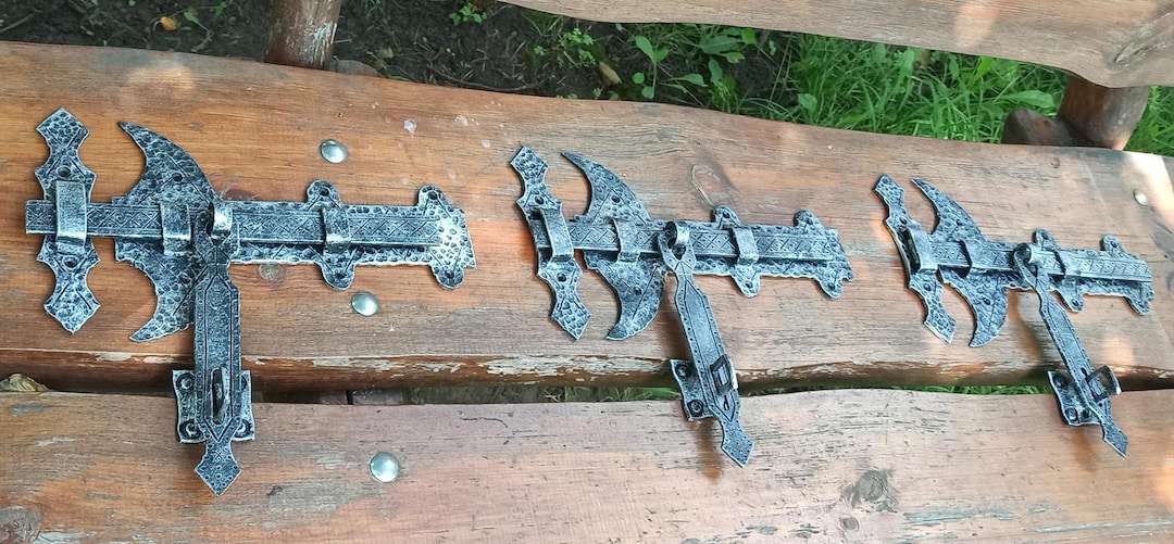 Forged Latch Lock: Medieval Gate Hardware, Rustic Shed Door (11.82 ...
