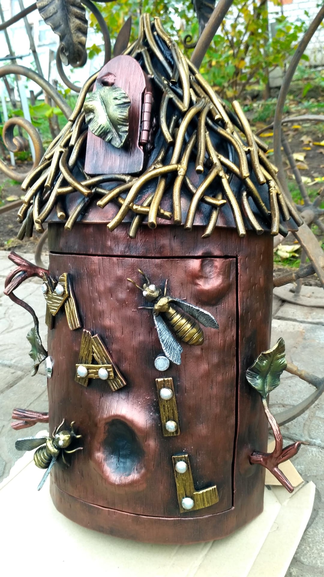 Mailbox,forged Mailbox, Beehive, Bees, Handmade, Blacksmithing, Decor ...