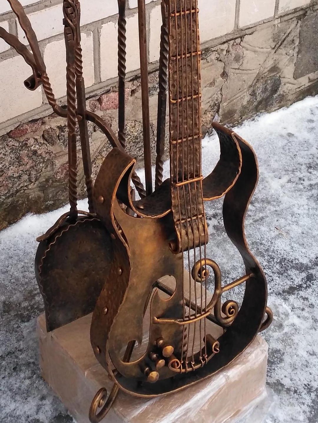 Forged Guitar Fireplace Tool Set: Handmade Steel Fire Poker & Decor - Etsy