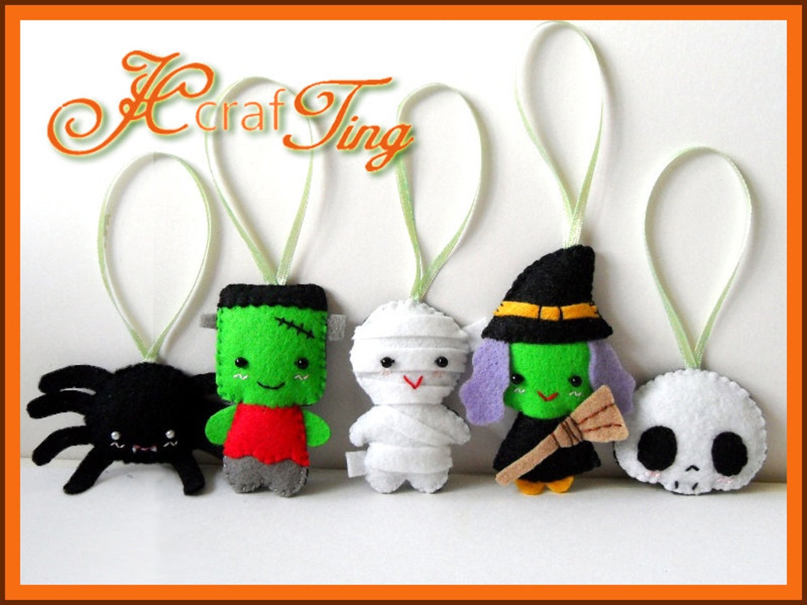 Felt Halloween Ornaments PDF Pattern Set B Spider / - Etsy