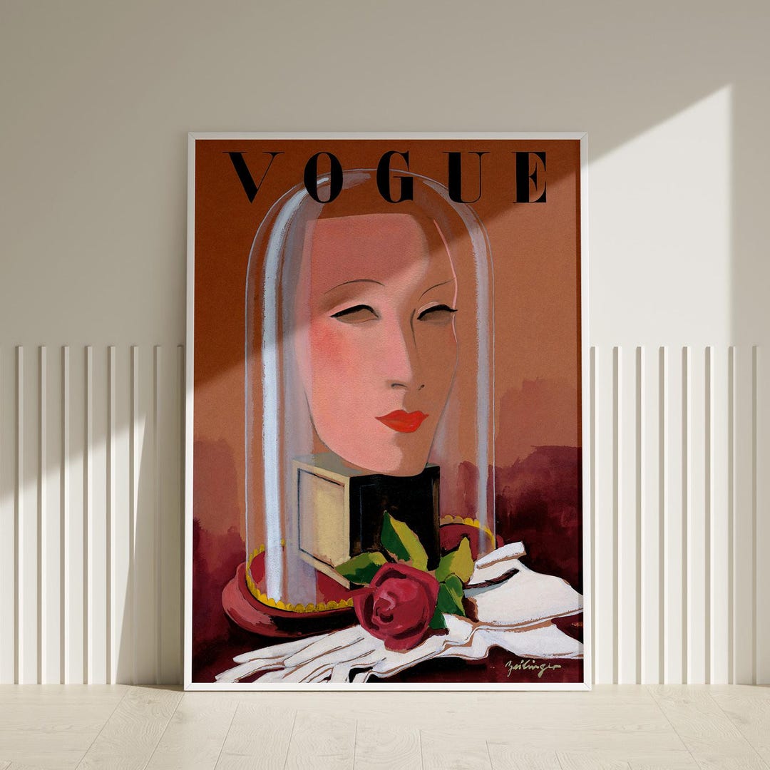 Vogue Cover Featuring a Mask, Illustrated by Alix Zeilinger, Printable ...