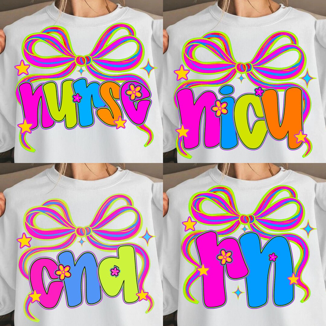 Neon Nurse Png Sublimation Bundle RN NICU CNA Clipart Digital Download ...