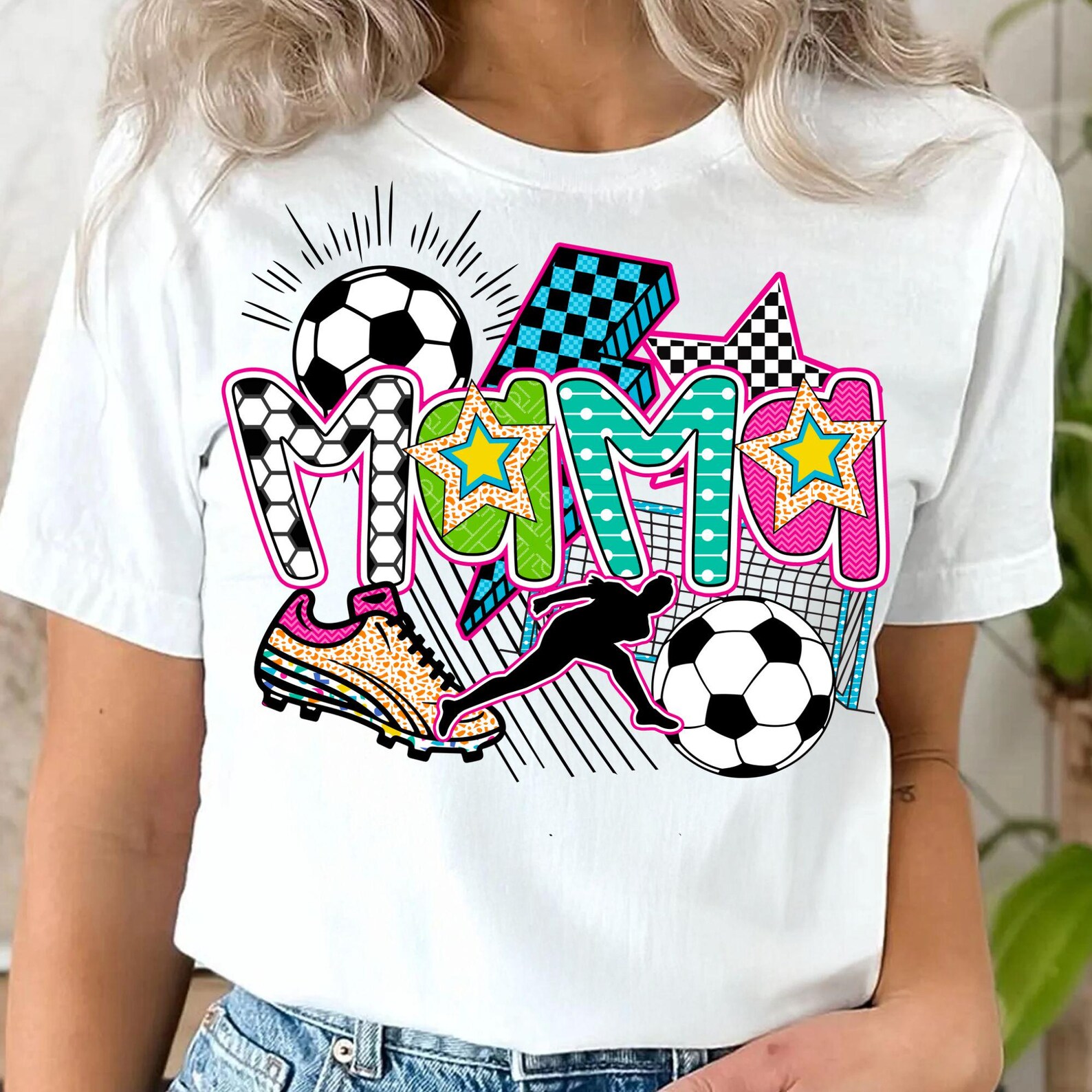 Preppy Soccer Mom Lightning Bolt PNG: Brushstroke Design Digital ...