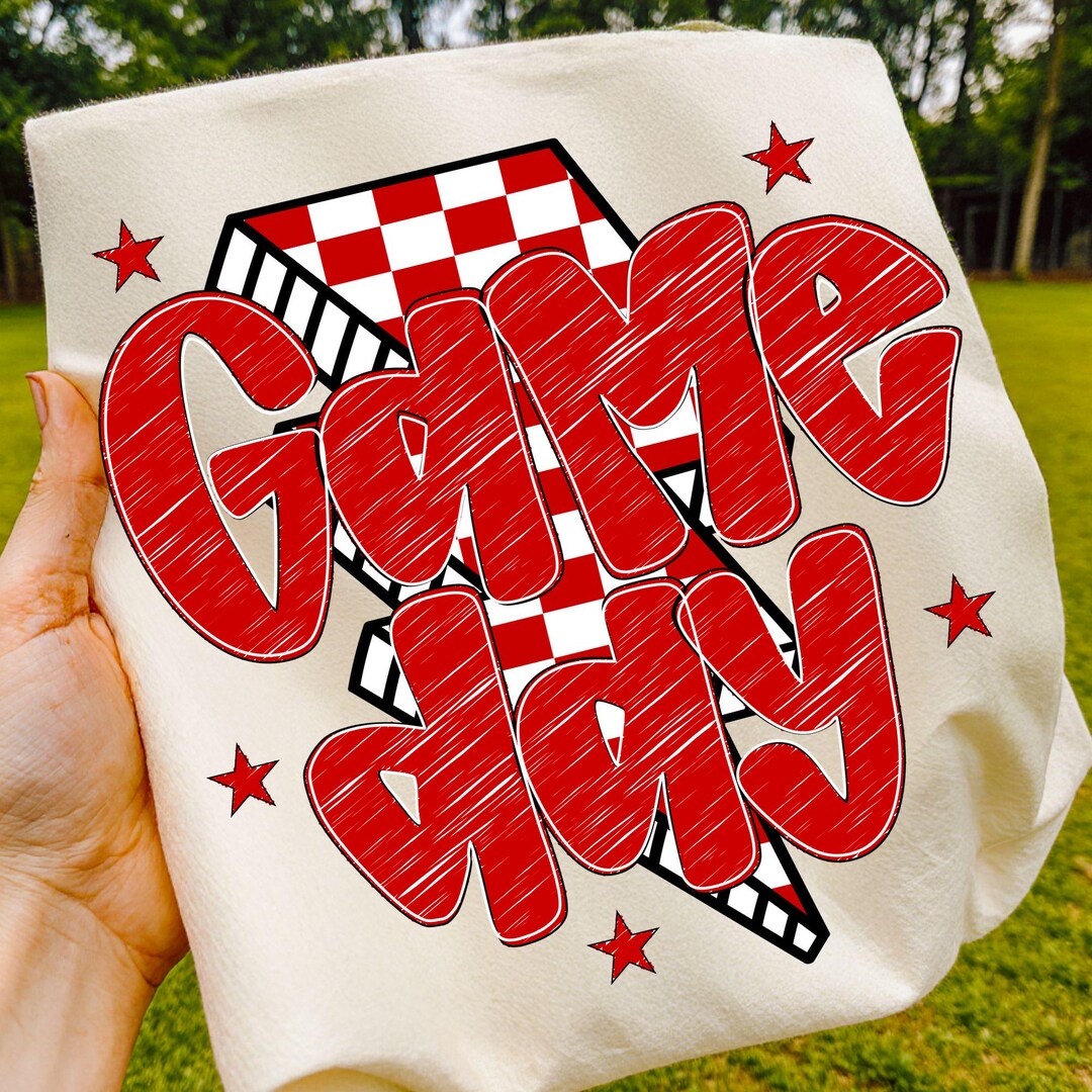Red Game Day PNG | Checkerboard Lightning Bolt, Sports Sublimation ...