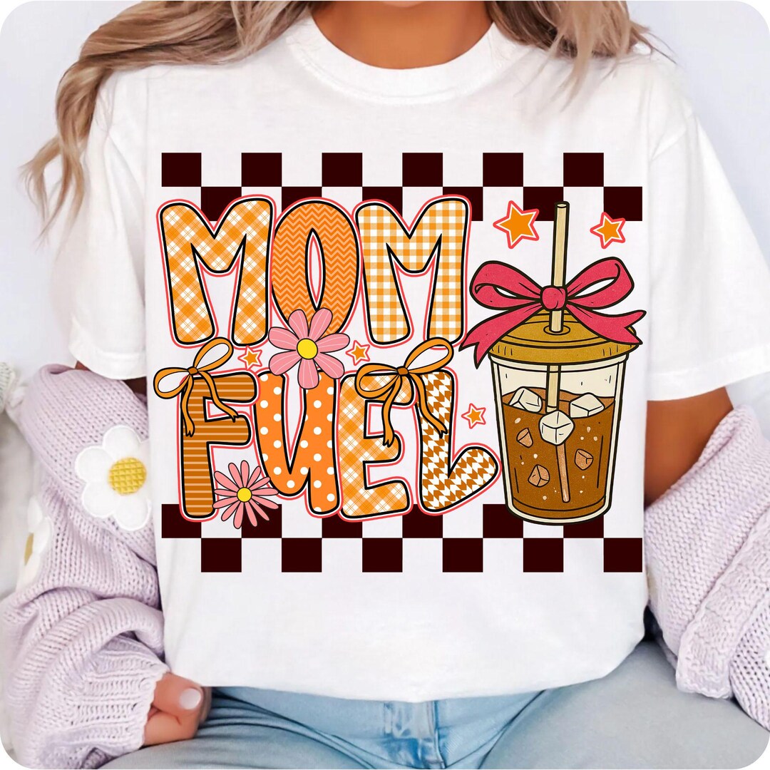 Coffee Mom Fuel Png, Retro Checkered Mama Png, Coffee Coquette Bow Png ...