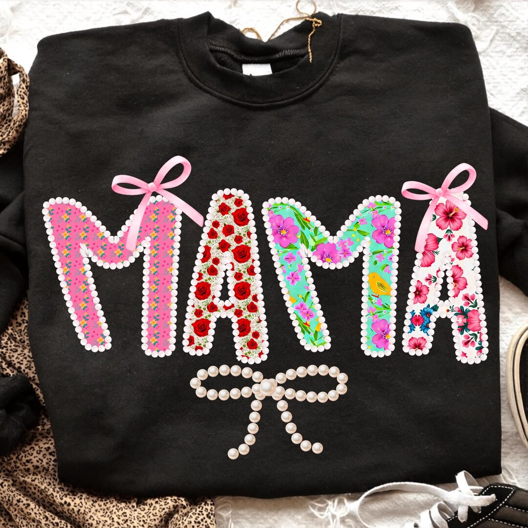 Pearl Floral Mama Png Coquette Rose Spring Letters Preppy Easter Alpha ...