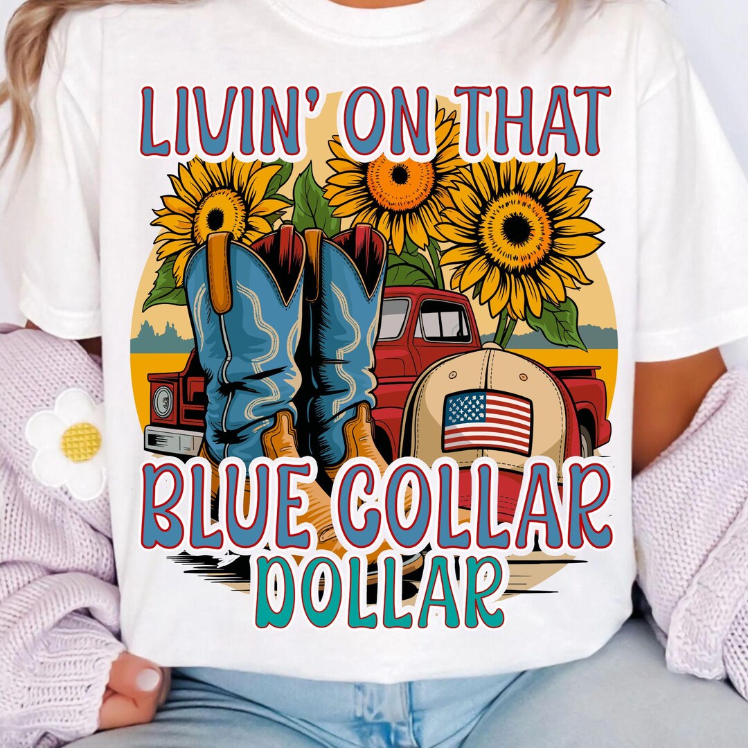 Blue Collar Cowboy Boots PNG: Western Truck Sublimation Design for ...
