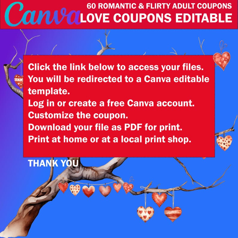 Romantic Love Coupons, Canva Editable, Valentine's Day Gift (printable ...