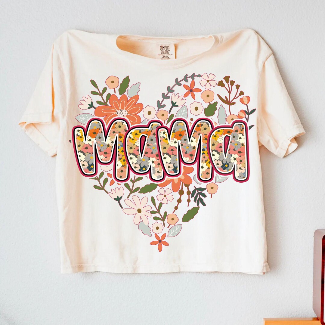 Mama Heart PNG, Floral Mom Clipart, Mothers Day Gift Digital Download ...
