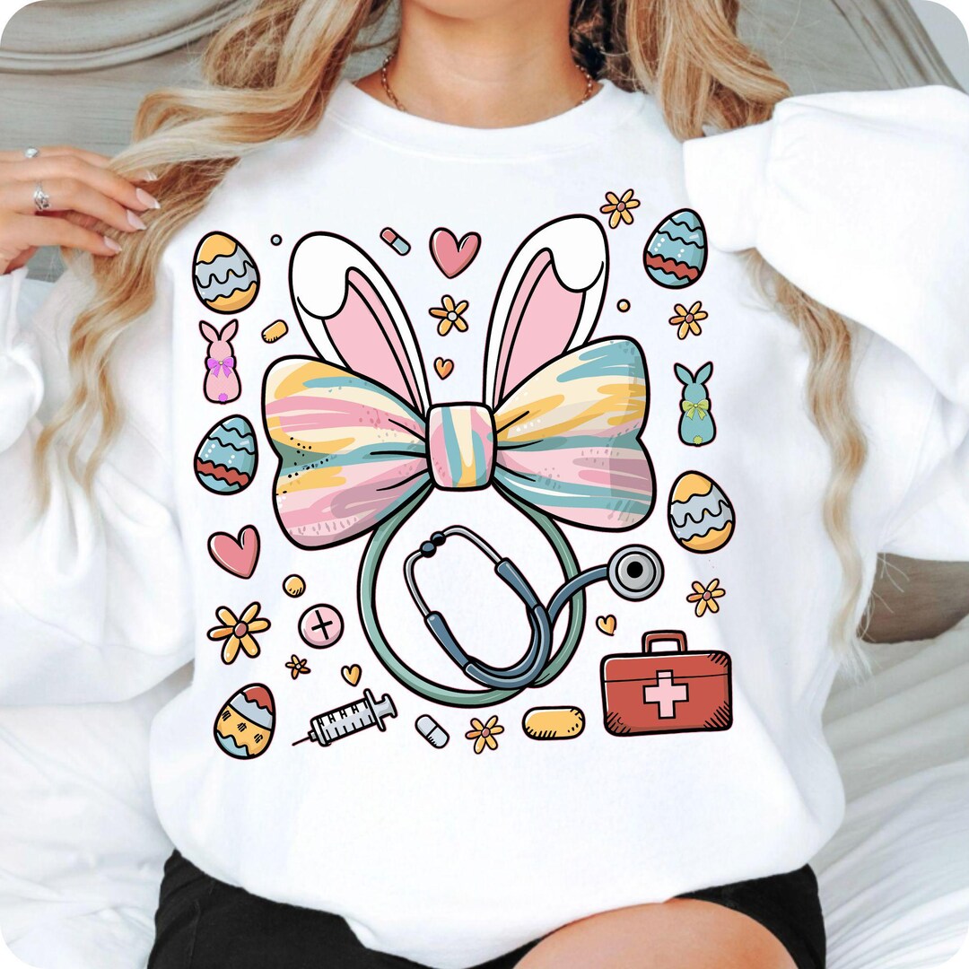 Easter Nurse Coquette PNG, Nurse Bunny Ears Stethoscope, Happy Easter ...