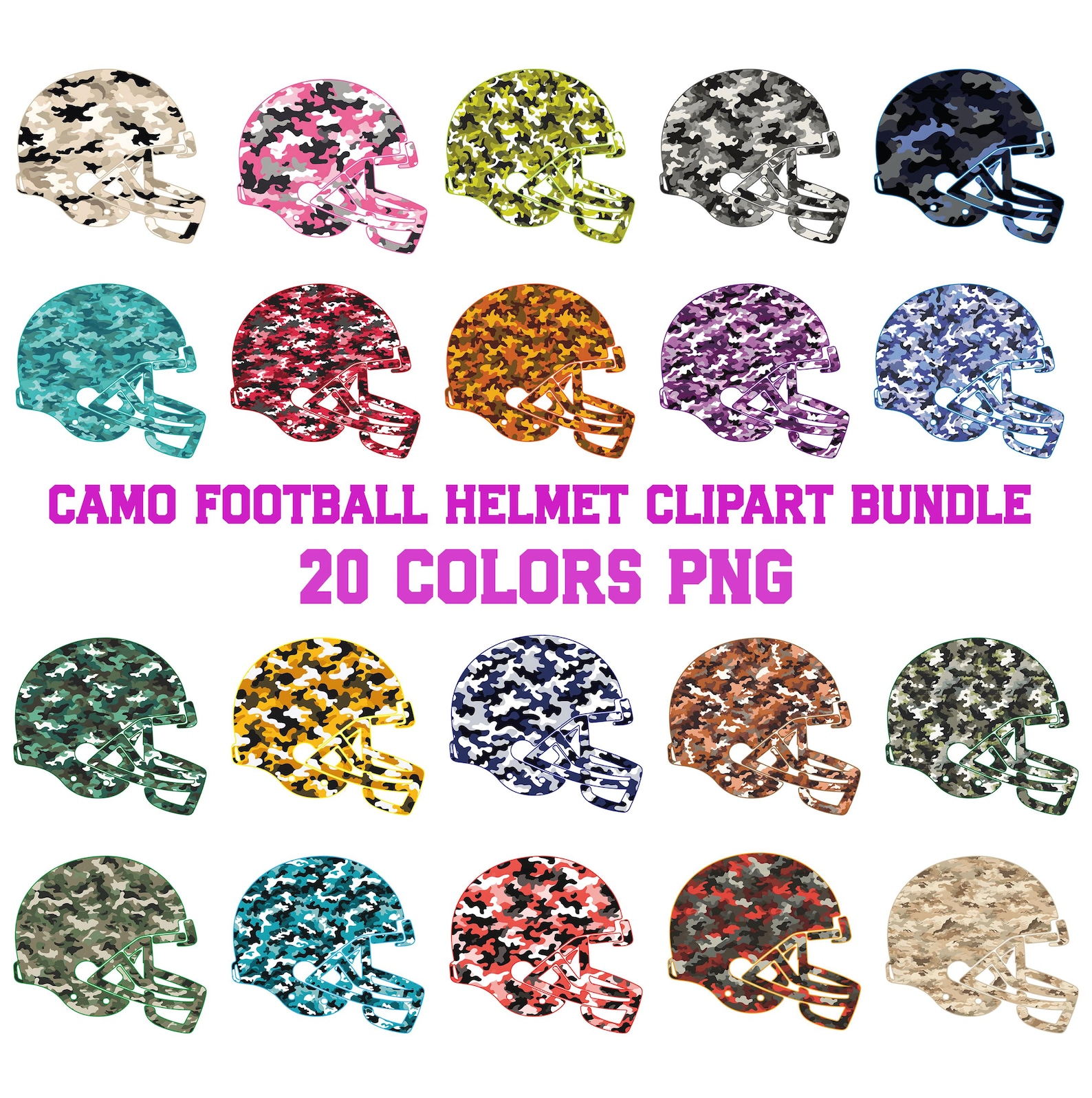 Trendy Camo Sports Alphabet Clipart: Instant Download for Sublimation ...