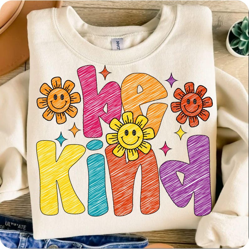 Be Kind PNG | Careless Handwriting Style With Smiley Face | Retro Boho ...