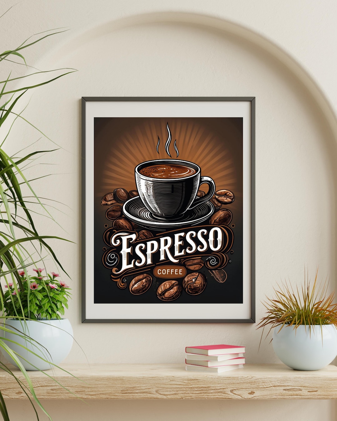 Vintage Espresso Coffee Wall Art Print | Retro Cafe Poster | Kitchen ...