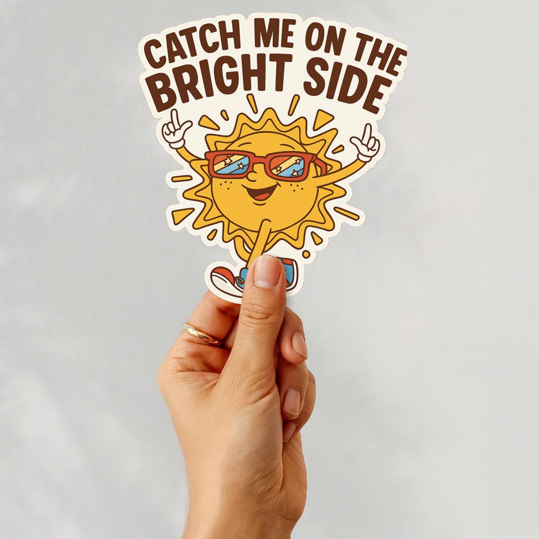 Catch Me on the Bright Side Sticker | Positive Rainbow Aesthetic Decal ...