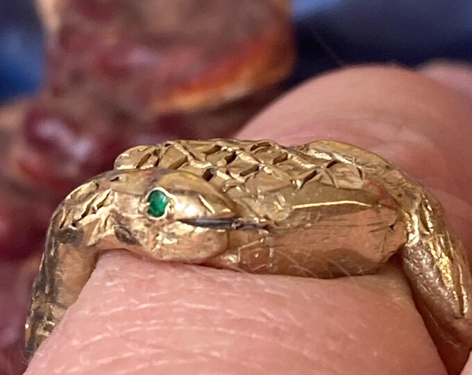 Emerald Eye Snakes Guarding Diamond Pir Gold Plated Ring - Etsy