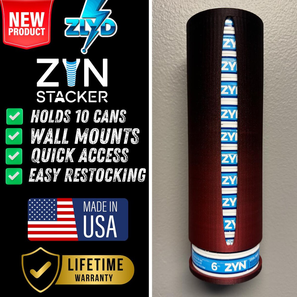 ZYN Dispenser Nicotine/tobacco/snuff Easy Access Zyn Crimson Red ...