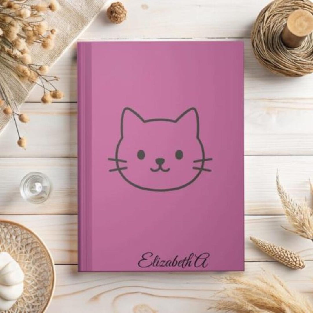 Cute Cat Hardcover Journal for Cat Lovers, Personalized Notebook, Gift ...