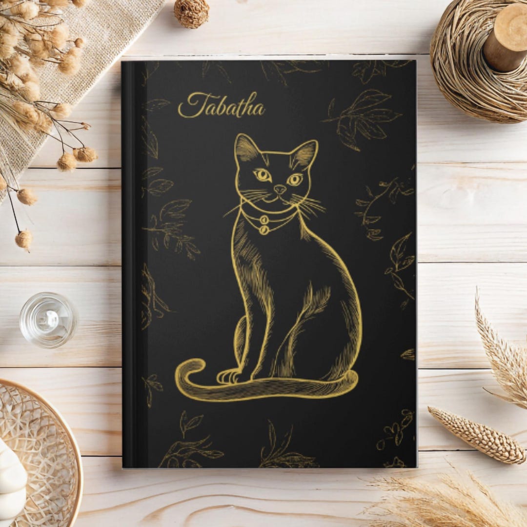 Personalized Elegant Cat-themed Hardcover Journal, Personalized Journal ...