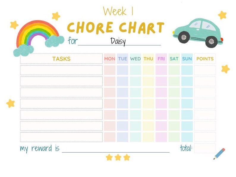 Personalized Digital Chore Chart Template – Fun & Interactive Printable ...